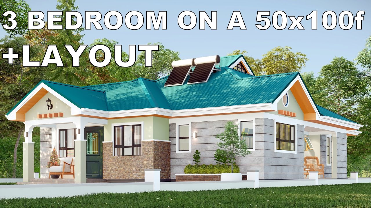 3 BEDROOM HOUSE DESIGN | BUNGALOW | 92sqm.|16.5x10.4meters |ON 50X100| Exterior & Interior ...