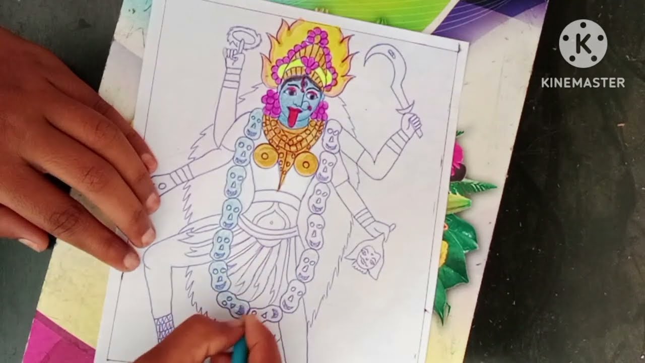 how to draw Mahakali Mata step by step | kali mata drawing | By drawing ...