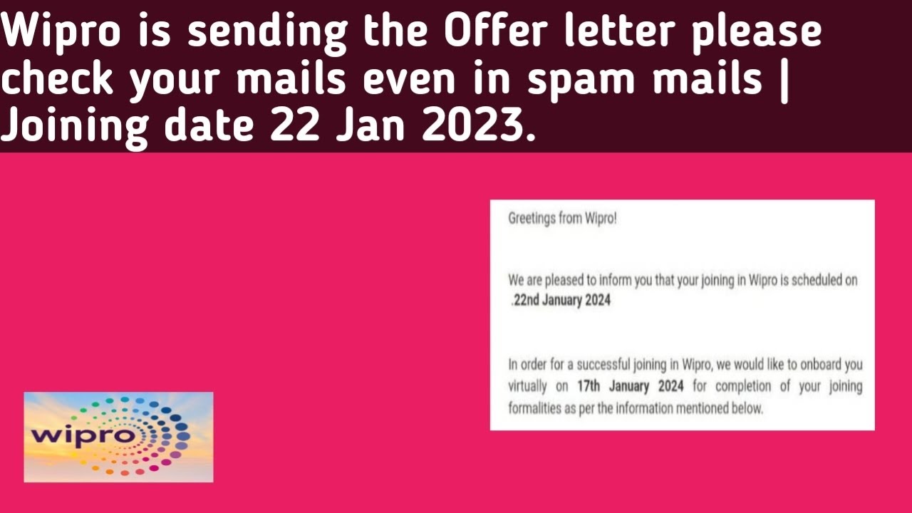 WIPRO is sending Offer letter | Joining date 22 Jan 2024 #joining # ...