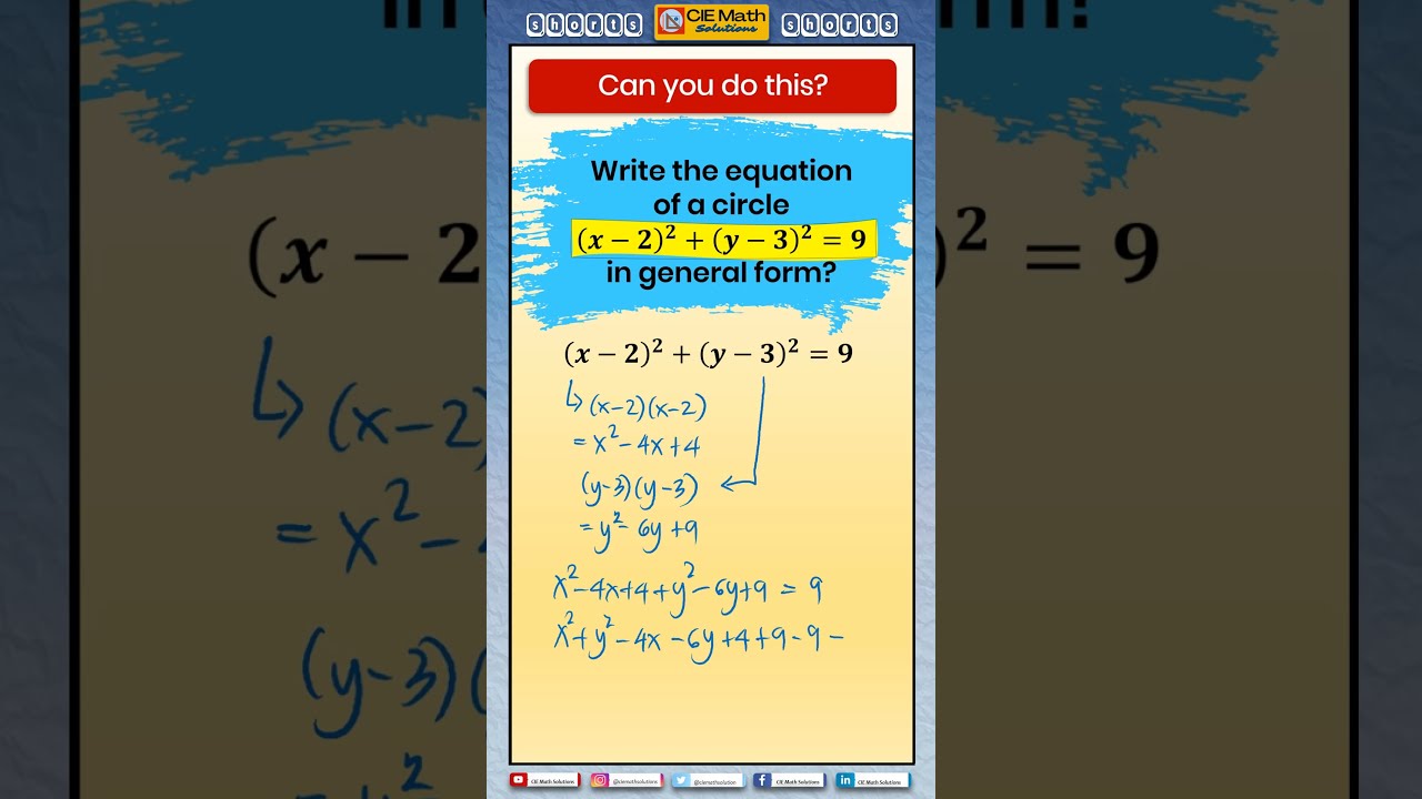 Standard Form To General Form Equation Of Circle How To Convert Standard Form To General Form Equation Of Circle How To Convert