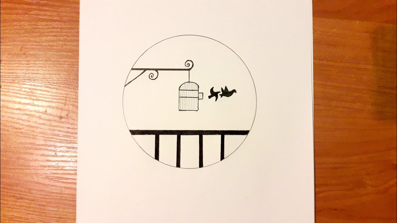 Doira manzarasida rasm chizish Qushlar orzusi Rasm chizish - YouTube