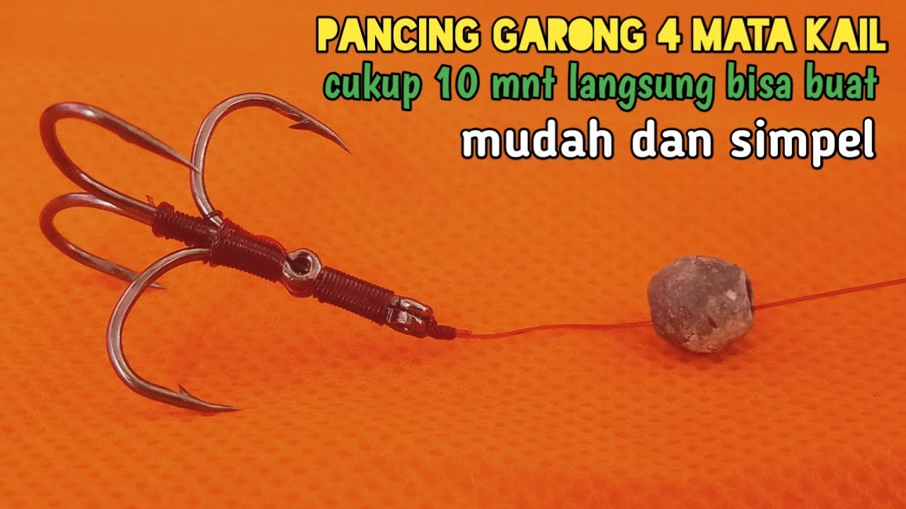 Cara membuat pancing garong 4 mata kail, sangat mudah,simpel dan kuat ...