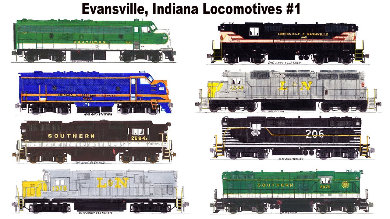 Locomotives of Evansville, Indiana #1 1960s Andy Fletcher L&N, Chicago ...