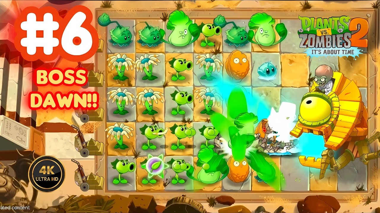Plants vs Zombies 2 Ancient Egypt Boss Battle | Zomboss Fight (4K ...