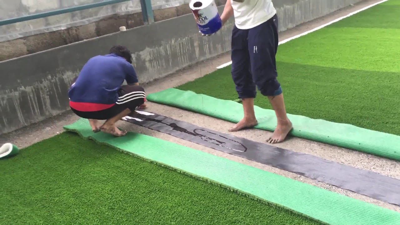 how to install artificial grass for futsal - YouTube
