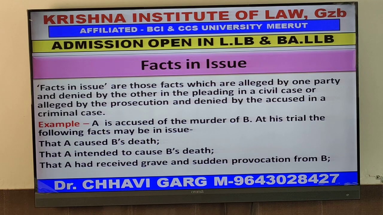 LAW OF EVIDENCE FACT IN ISSUE - YouTube