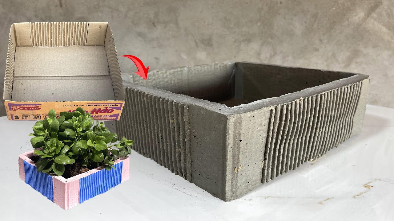 Cement Flower Pot Design From Cardboard Boxes - Decorate Your Garden ...