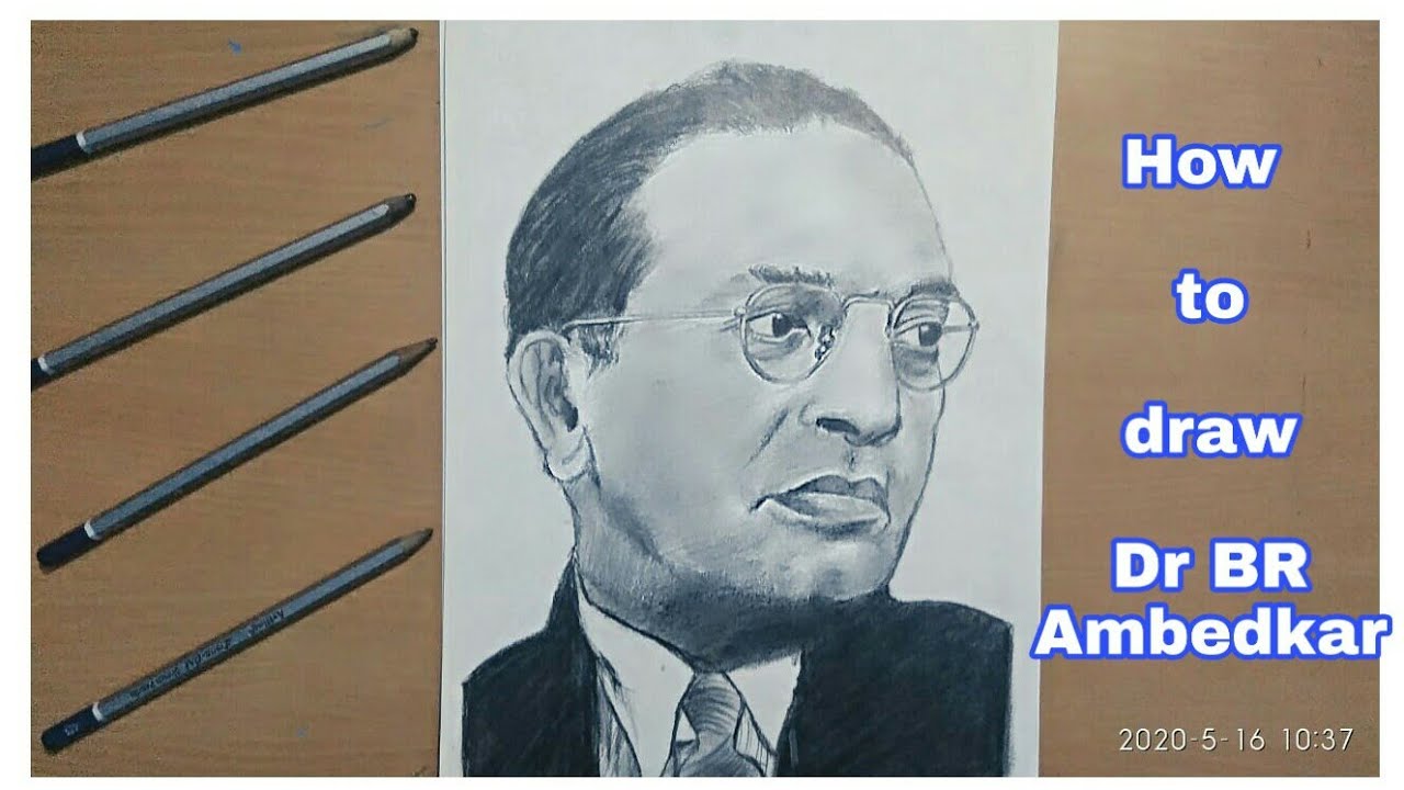 How to draw Dr BR Ambedkar || Art with Vaibhav - YouTube