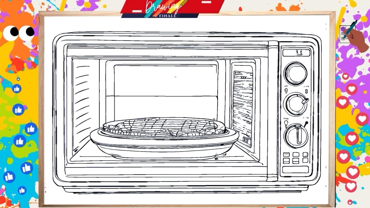 How to Draw a Microwave Easy Step-By-Step Drawing and Coloring for Kids ...