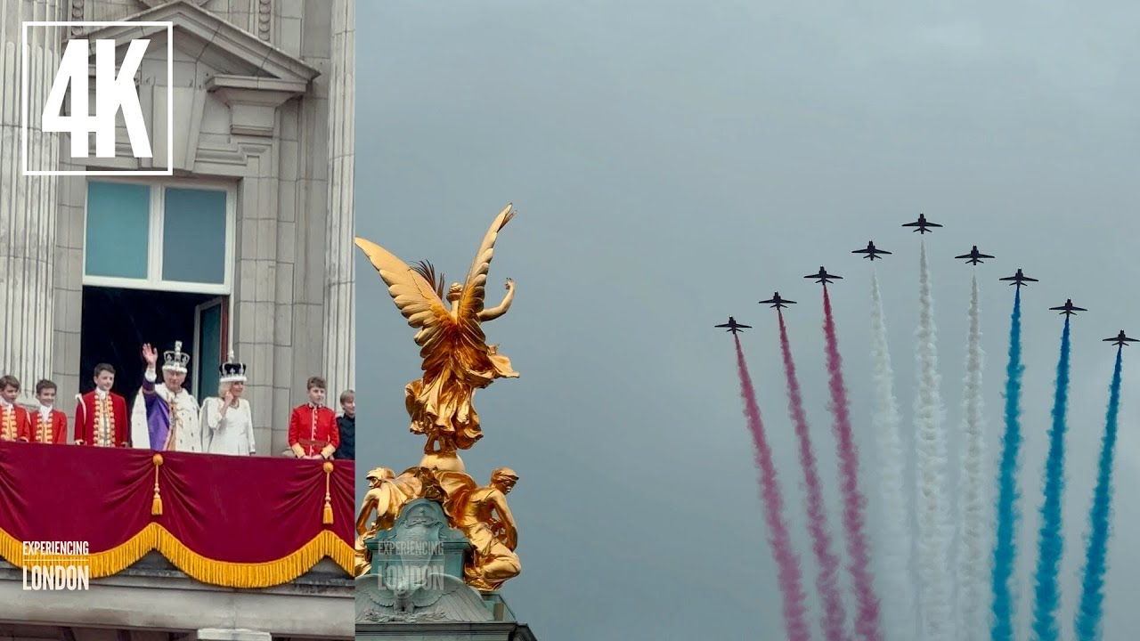 KING CHARLES III CORONATION, King Charles & Royal family watch fly past ...