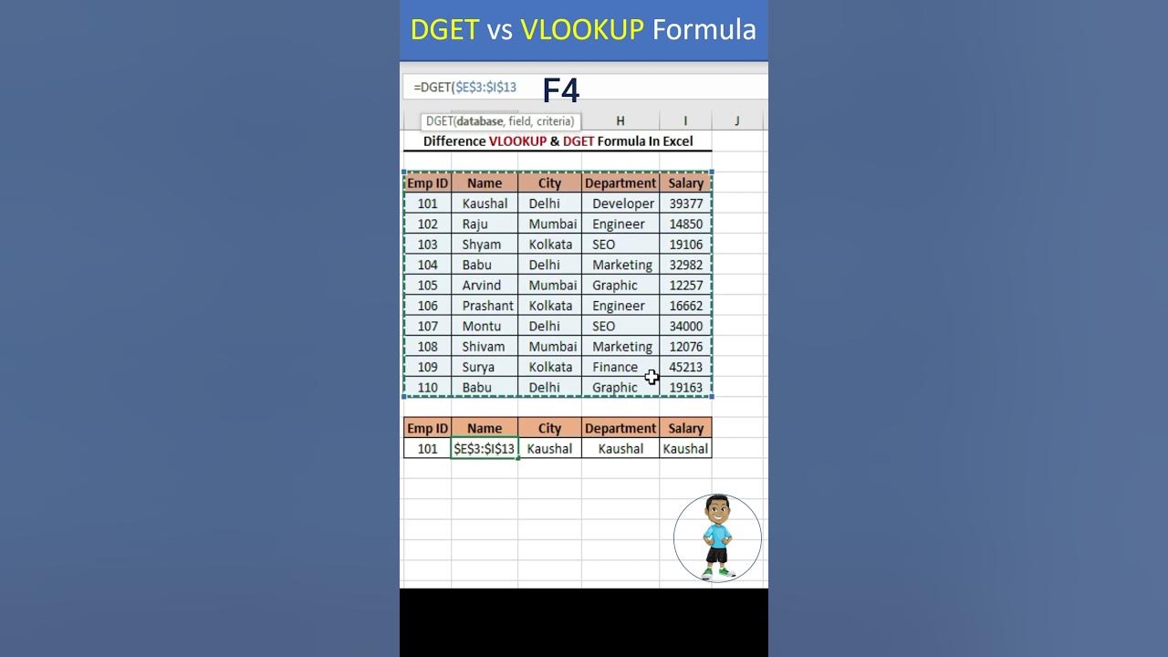 Dget Vs Vlookup Formula In Excel Excel Exceltips Exceltutorial Msexcel Msexcelfullcourse