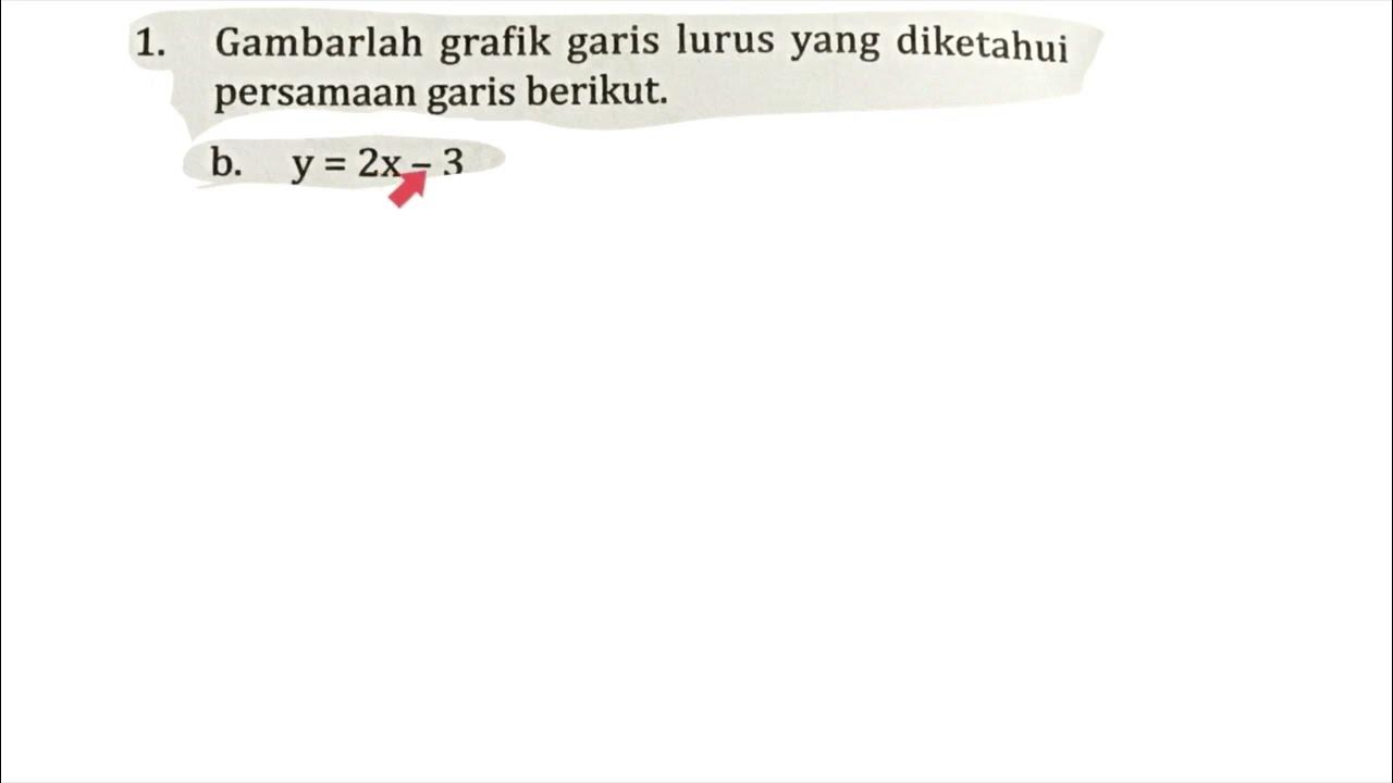 Gambarlah grafik garis lurus yang diketahui persamaan garis berikut, y= 2x-3 - YouTube