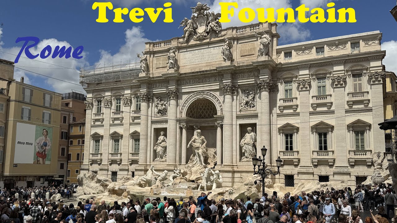 The baroque Trevi Fountain in Rome, one of the most famous fountains in ...