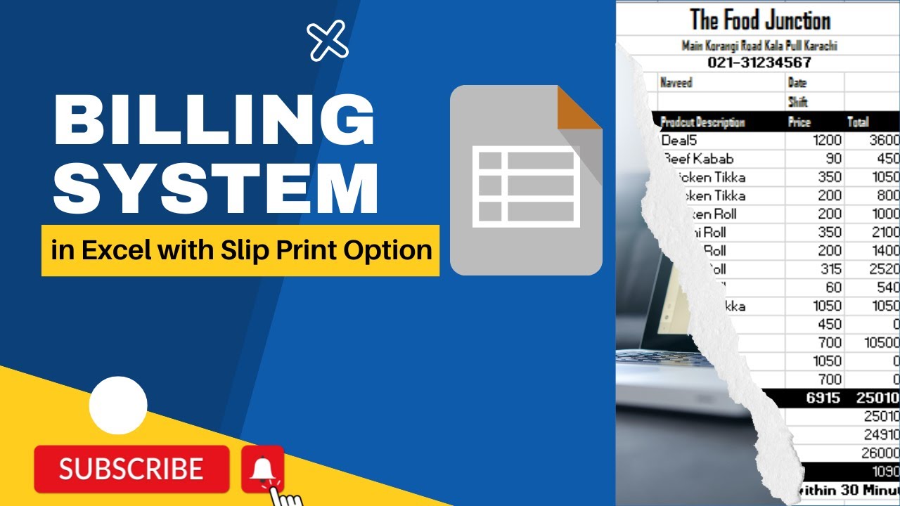 How to Create Point of Sale in Excel | Restaurant Billing System ...