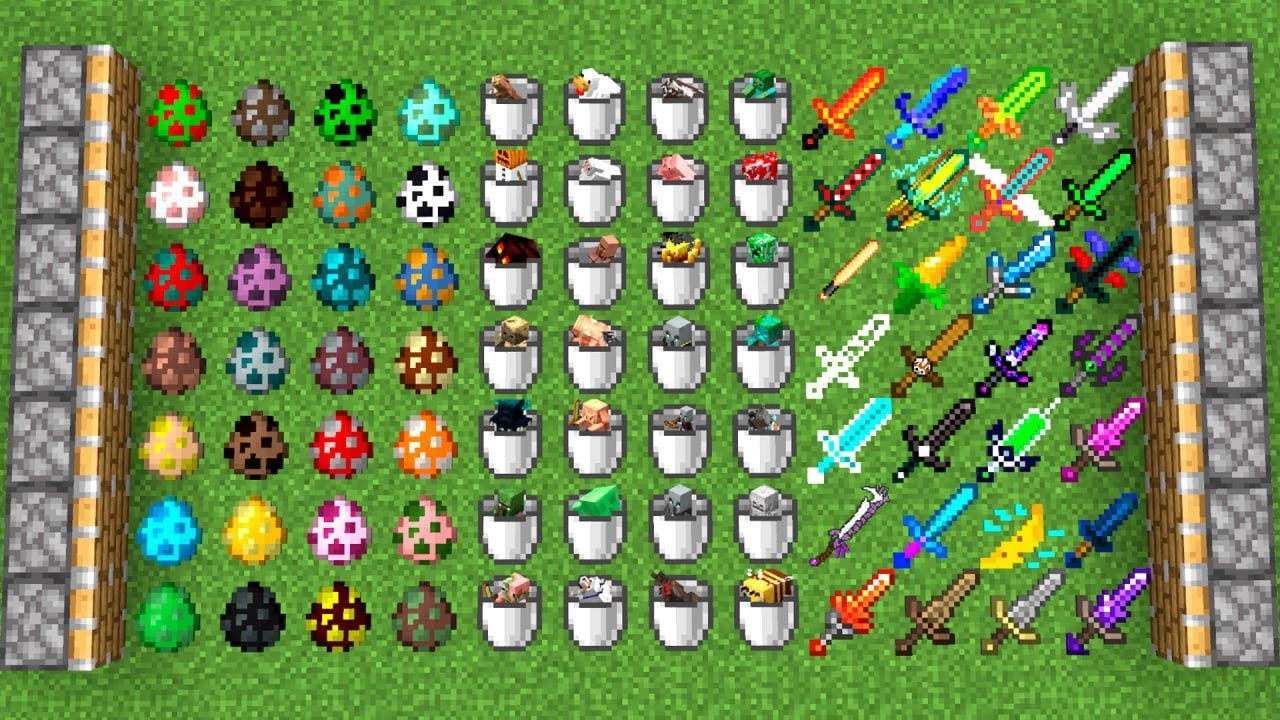 all eggs + all bucket + all swords = ? - YouTube