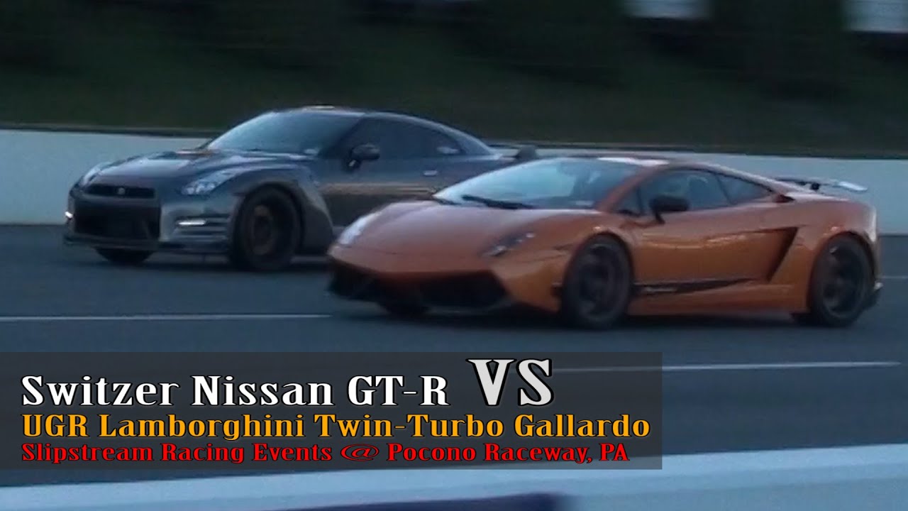 Switzer Nissan GT R vs UGR Lamborghini Twin Turbo Gallardo - YouTube