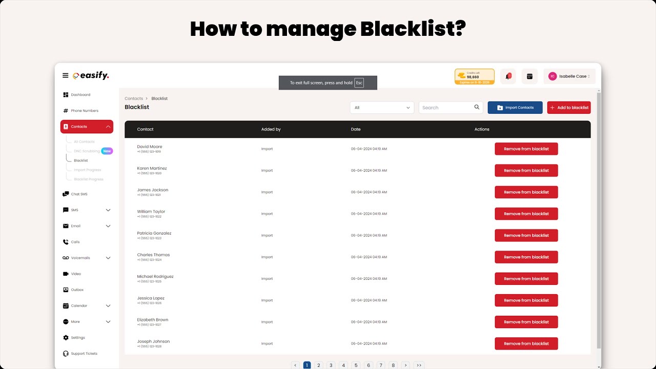 How to manage blacklist in easify marketing? - YouTube
