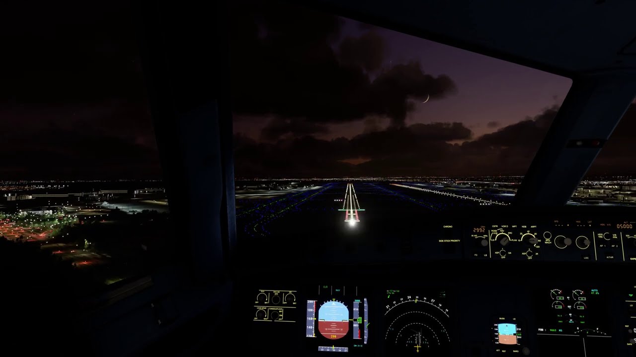 Cockpit A320 | Night Landing in Frankfurt | Microsoft Flight Simulator ...