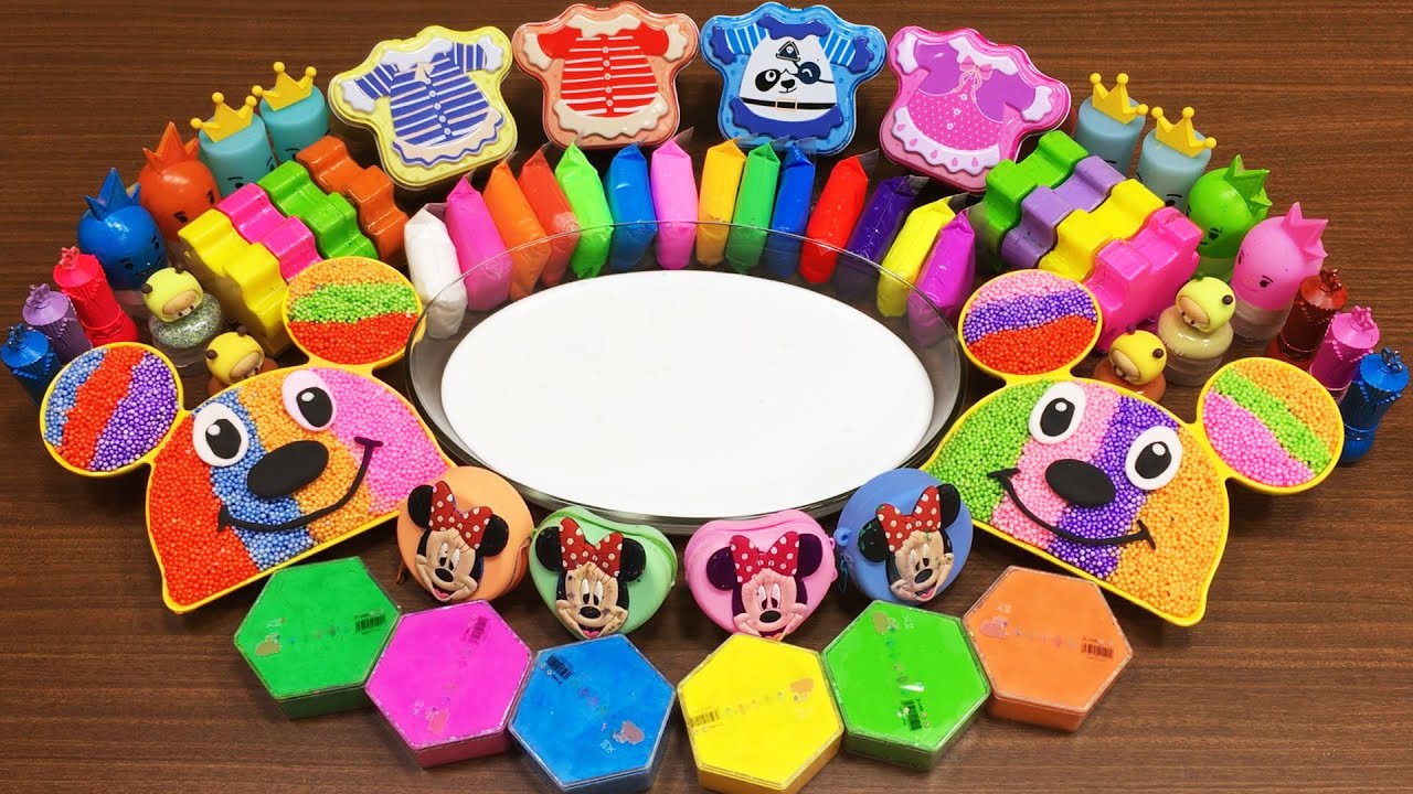 Minnie Mouse! Mixing Makeup, Clay, Floam and More into GLOSSY Slime ...