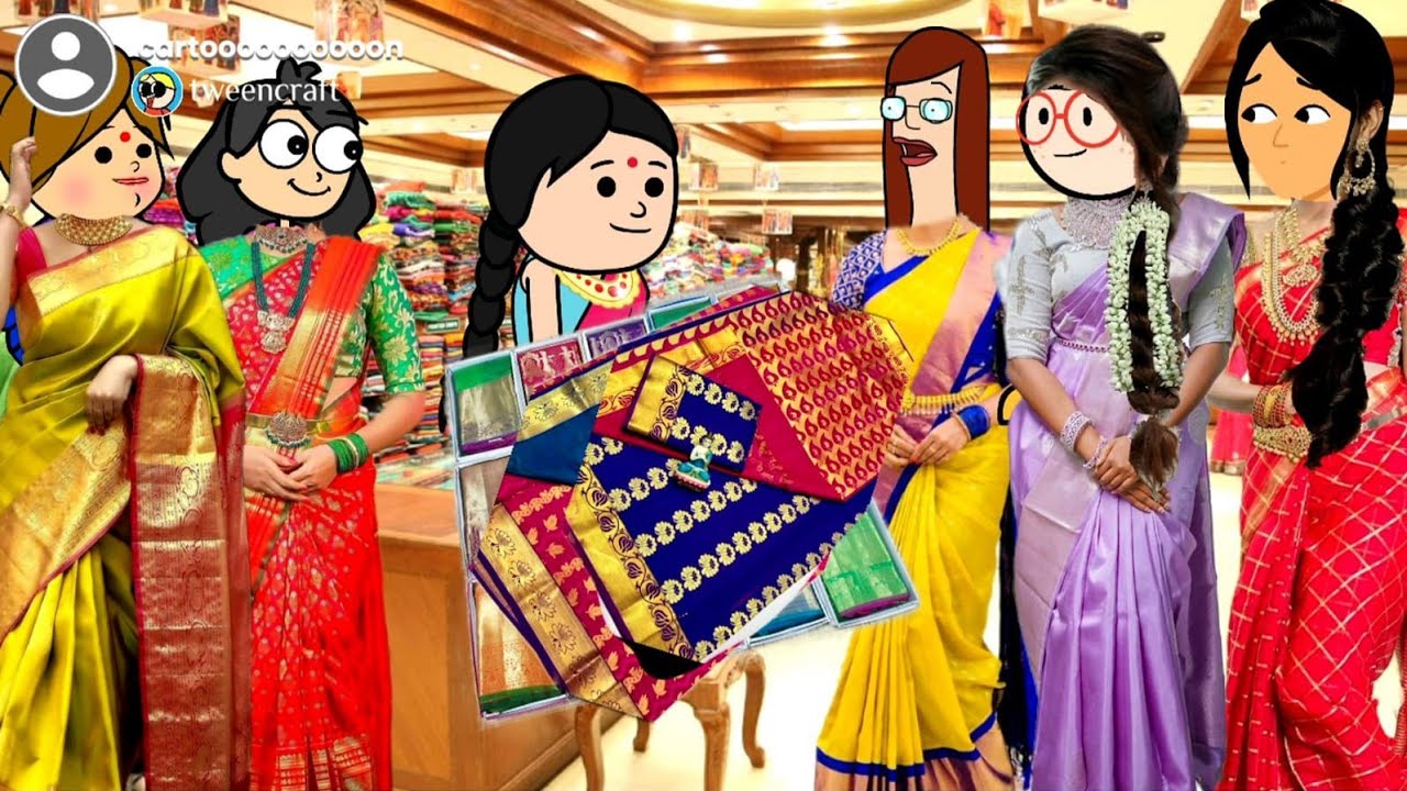 பொண்ணுக்கு பிடிக்காத புடவை எடுத்த மாமியார்😏😣 #animation #cartoon - YouTube