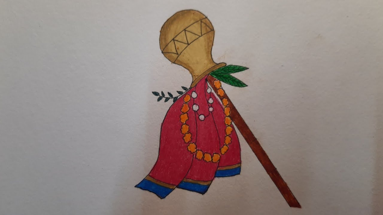 How to draw Gudhi l How to paint Gudhi using oil pastels l Happy Gudhi ...