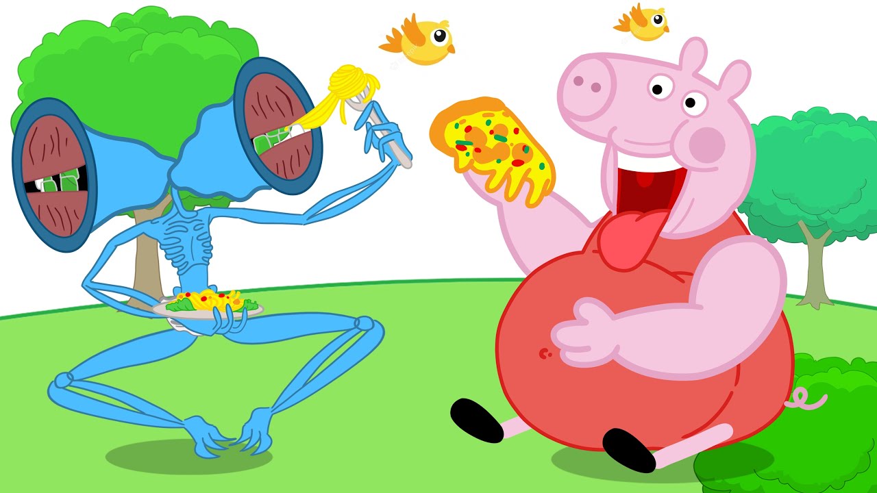 Eating Pizza With Siren Head Monster | Peppa Pig Animation - YouTube
