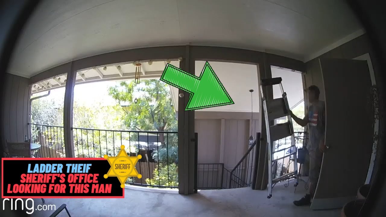 Ladder Thief Caught On Ring Door Bell Video Camera - YouTube