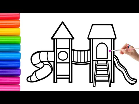 How to draw cute and easy Playground | Easy Drawing, Painting and ...