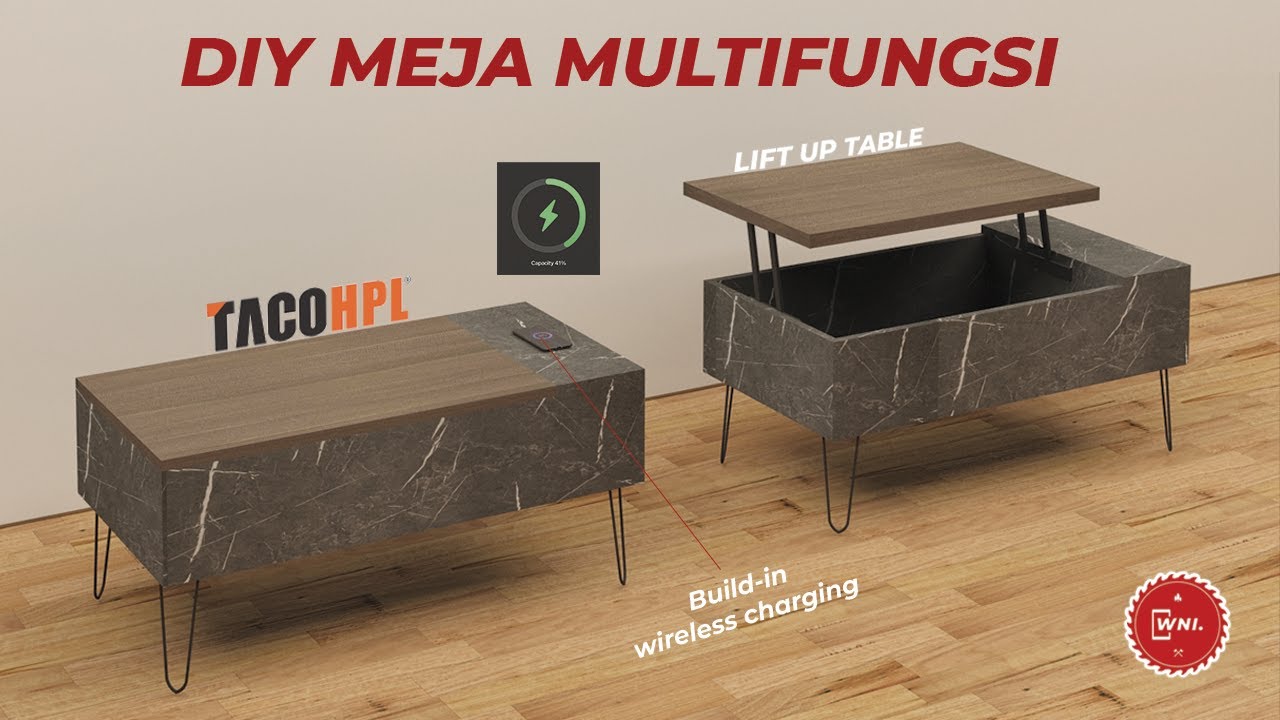 Membuat meja multifungsi | DIY multifunction table | lift up table ...