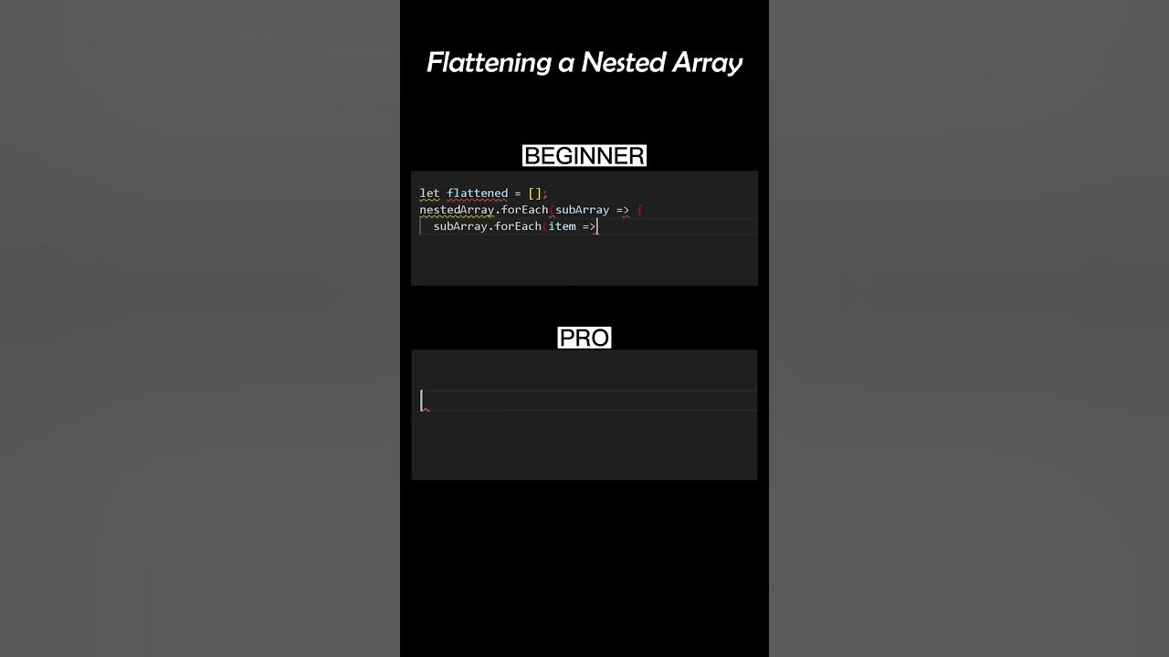 Beginner😅 vs Pro😎: Flatten Arrays📂 #javascript #programming #coding #shorts #trending #youtube # ...