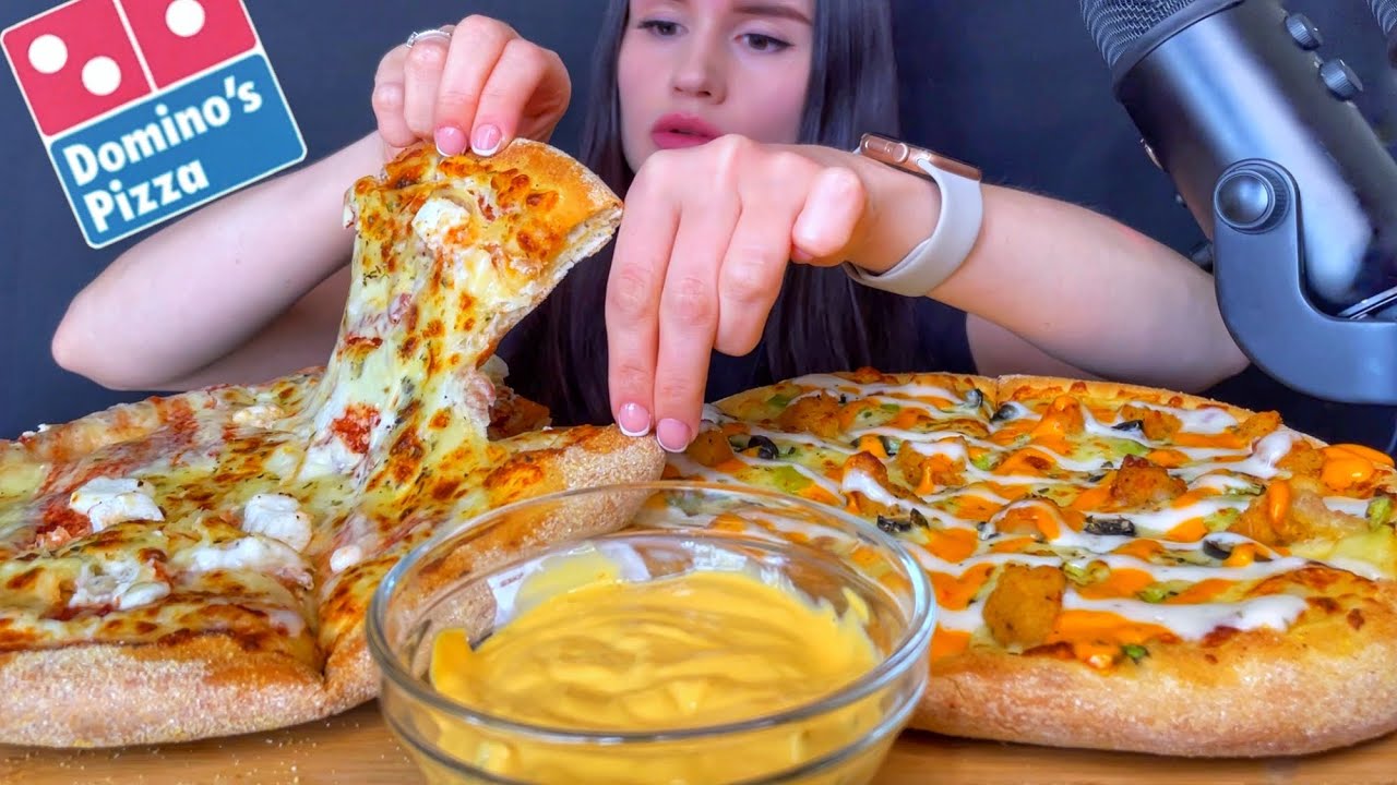 DOMINO’S CHEESE BURST + CHICKEN PIZZA | MUKBANG ASMR | EATING SOUNDS ...