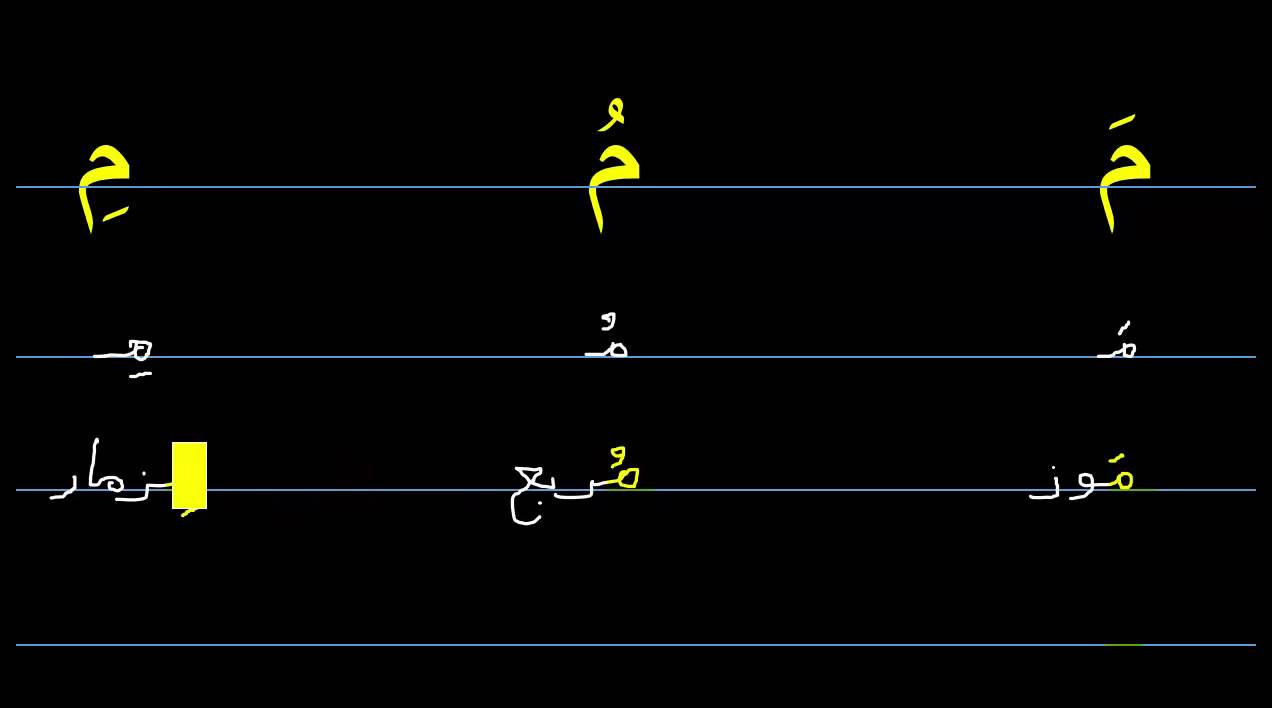 Writing The Arabic Letter Meem - تعليم العربية - كتابة حرف الميم ـ م ...