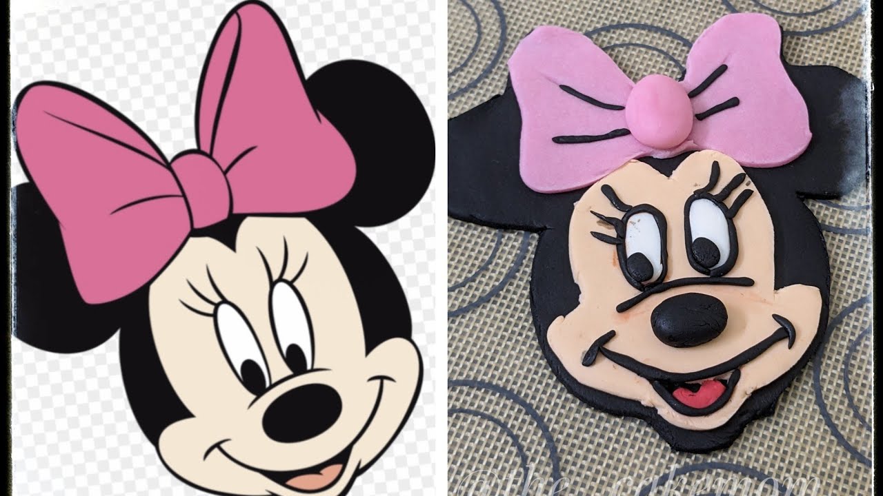 How to create a 2D Fondant Mini Mouse face - YouTube