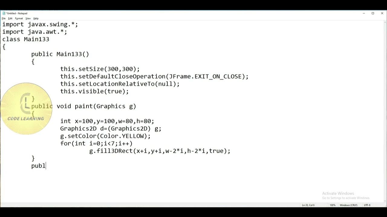 Java | Graphics2D 'fill3DRect()' | CodeLearning - YouTube
