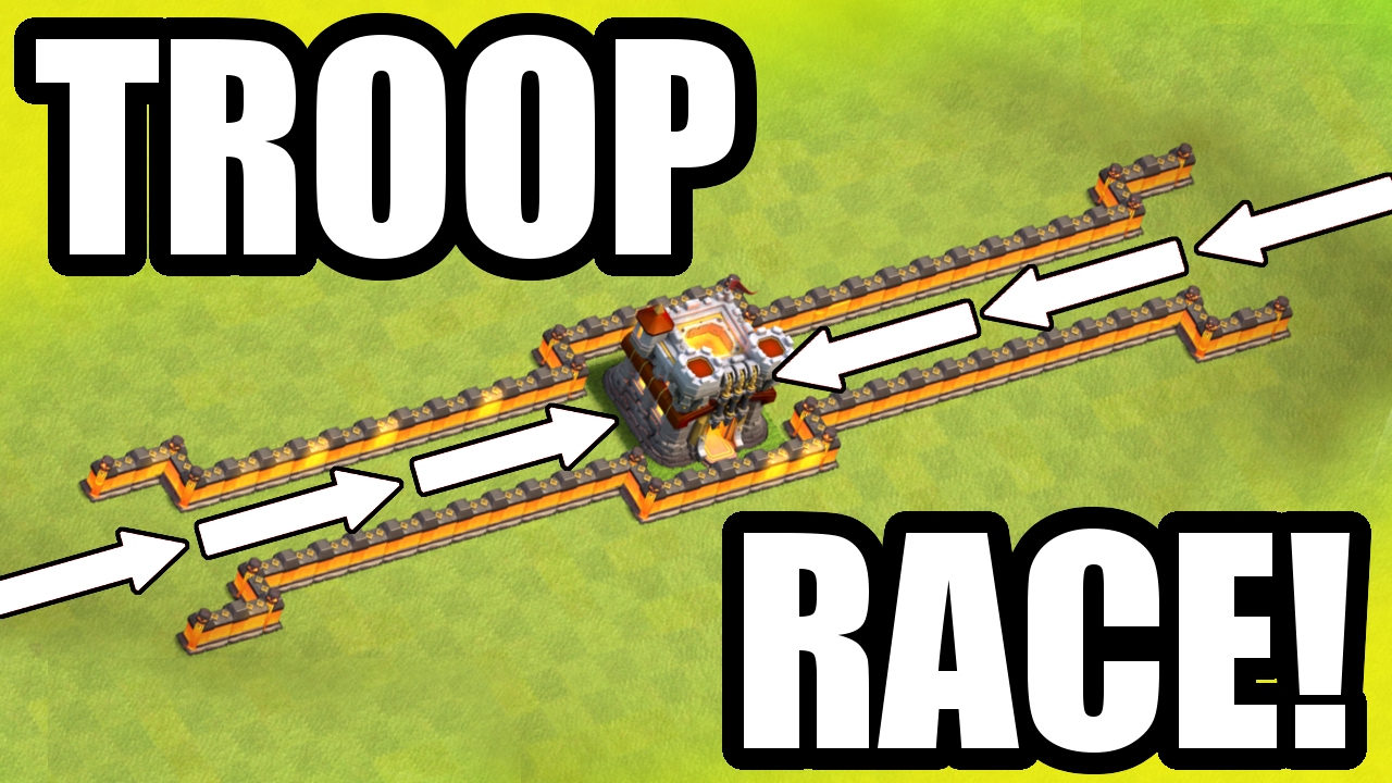 EPIC TROOP RACE TROLL BASE! - Clash Of Clans - MAX LEVEL FIGHT!! - YouTube