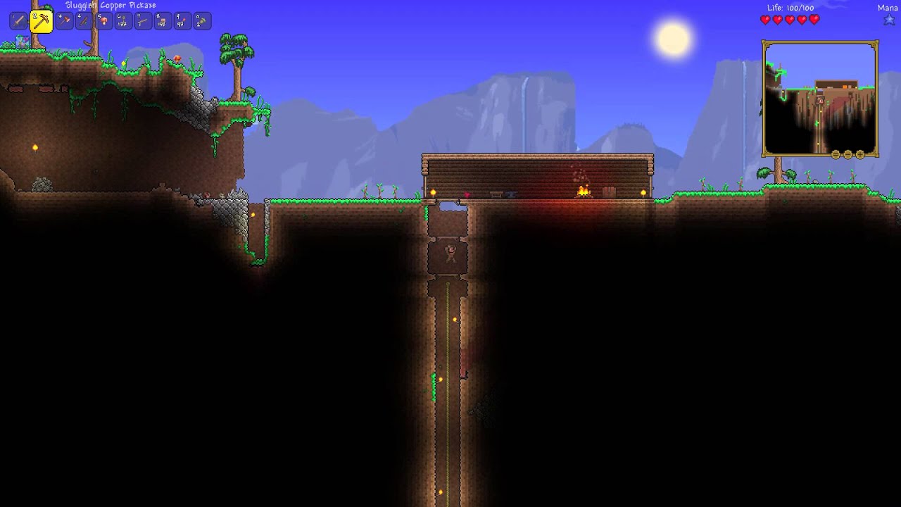 Terraria 1.3 - Ep2 - Mineshaft - YouTube
