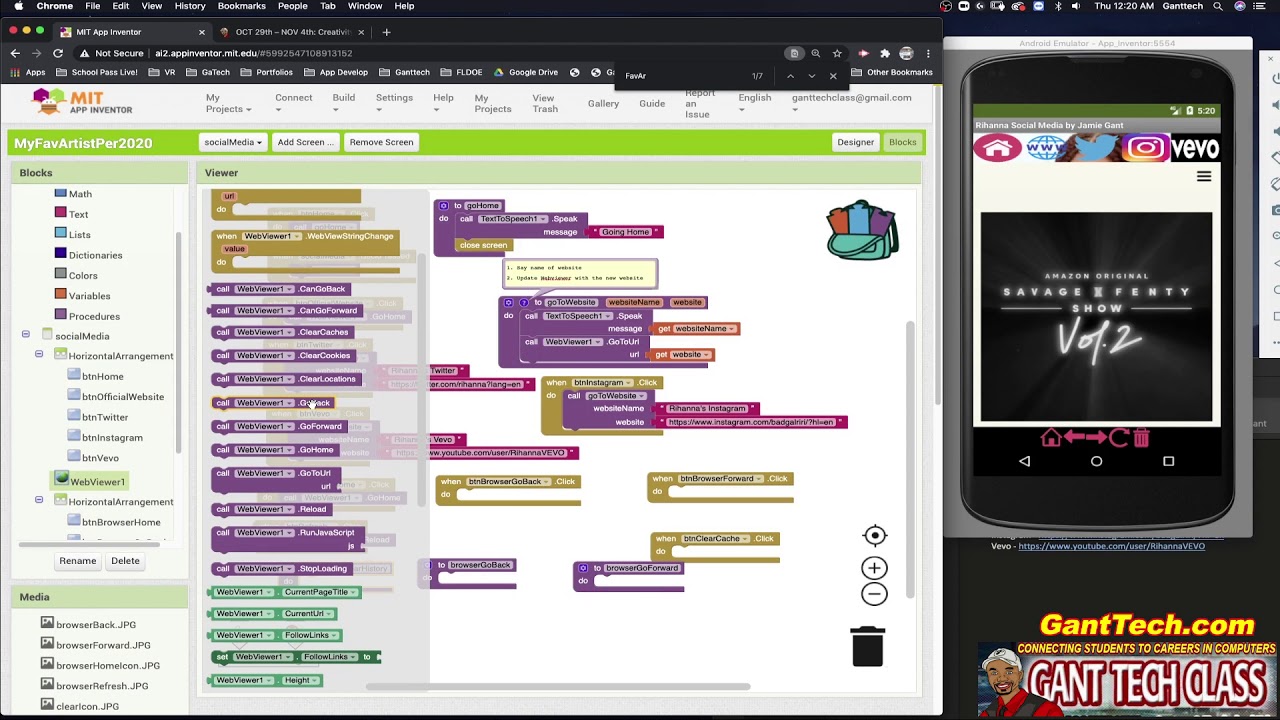 MIT App Inventor: Creativity Project (My Favorite Artist: Social Media ...