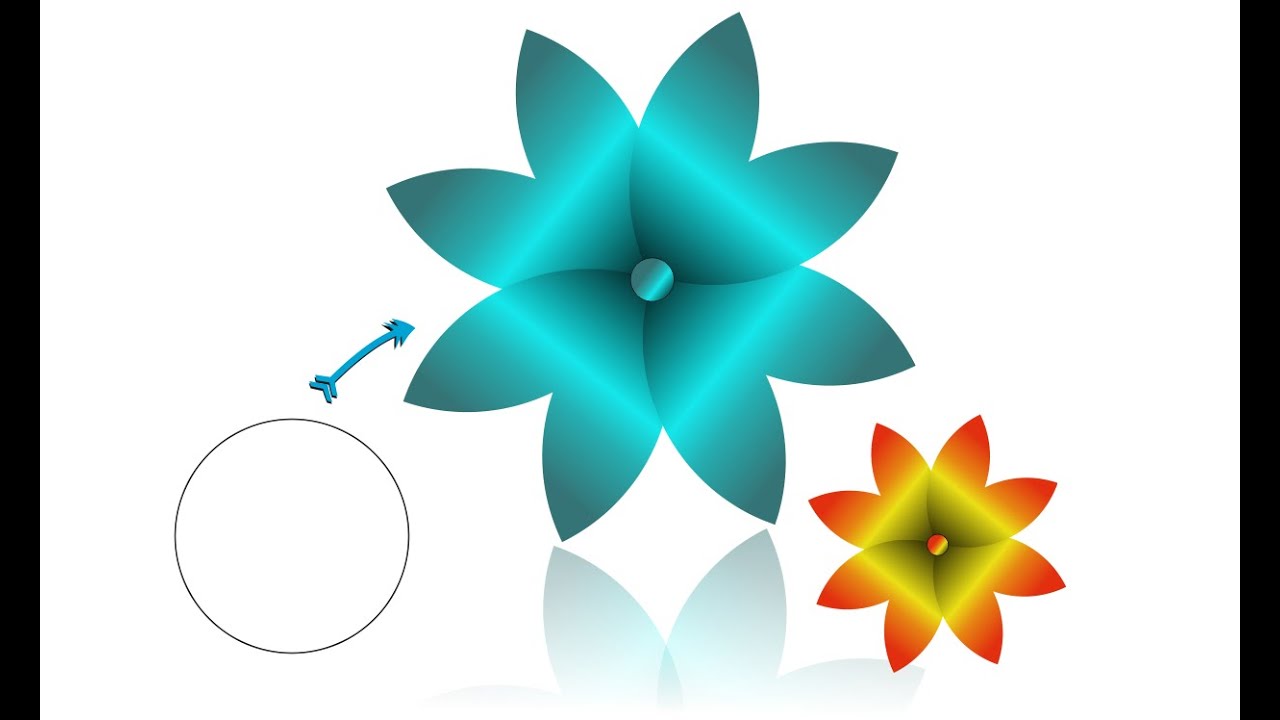 How to create 3D flower design logo from circle in corel || step by ...
