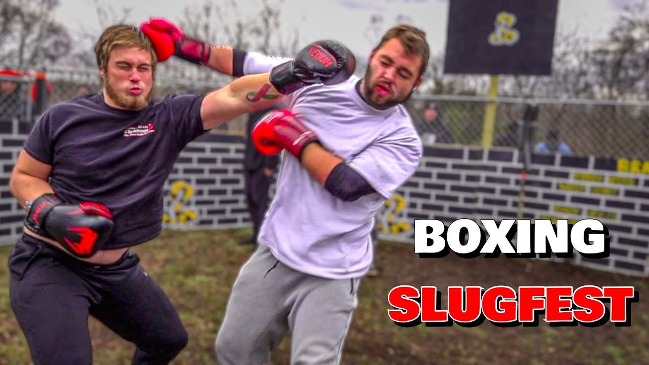 FOOTBALL PLAYERS TRADE BOMBS IN BOXING MATCH - YouTube