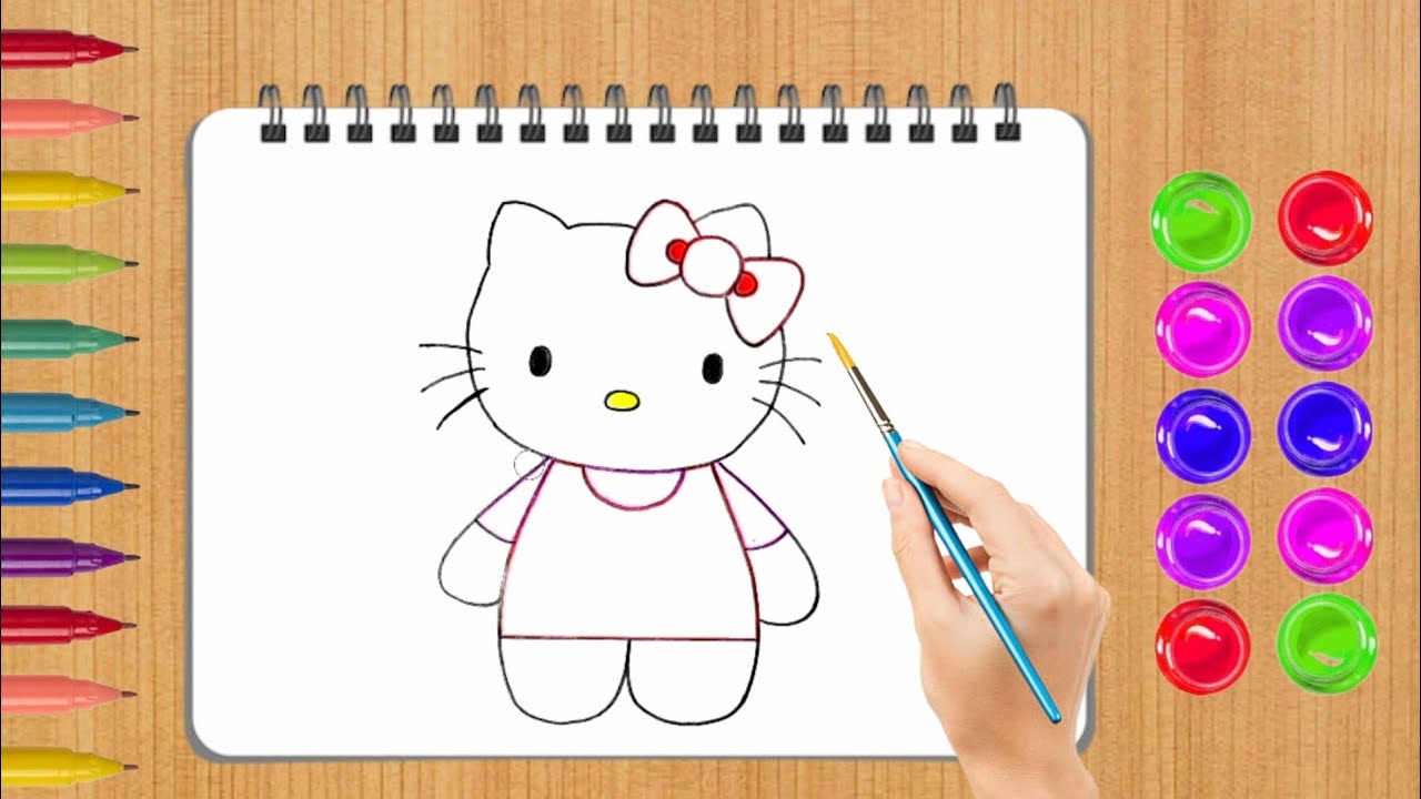 How to draw Hello Kitty and Colouring for kids and toddlers | ABCD ...