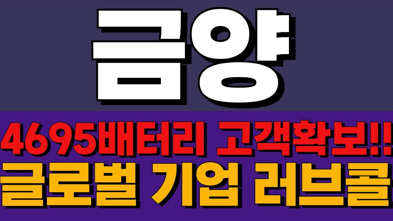 [금양]4695 배터리 고객 확보 #세력 글로벌 기업 러브콜 # 흔들기 작전#금양 #금양주가 #금양주가전망#탁프로 - YouTube