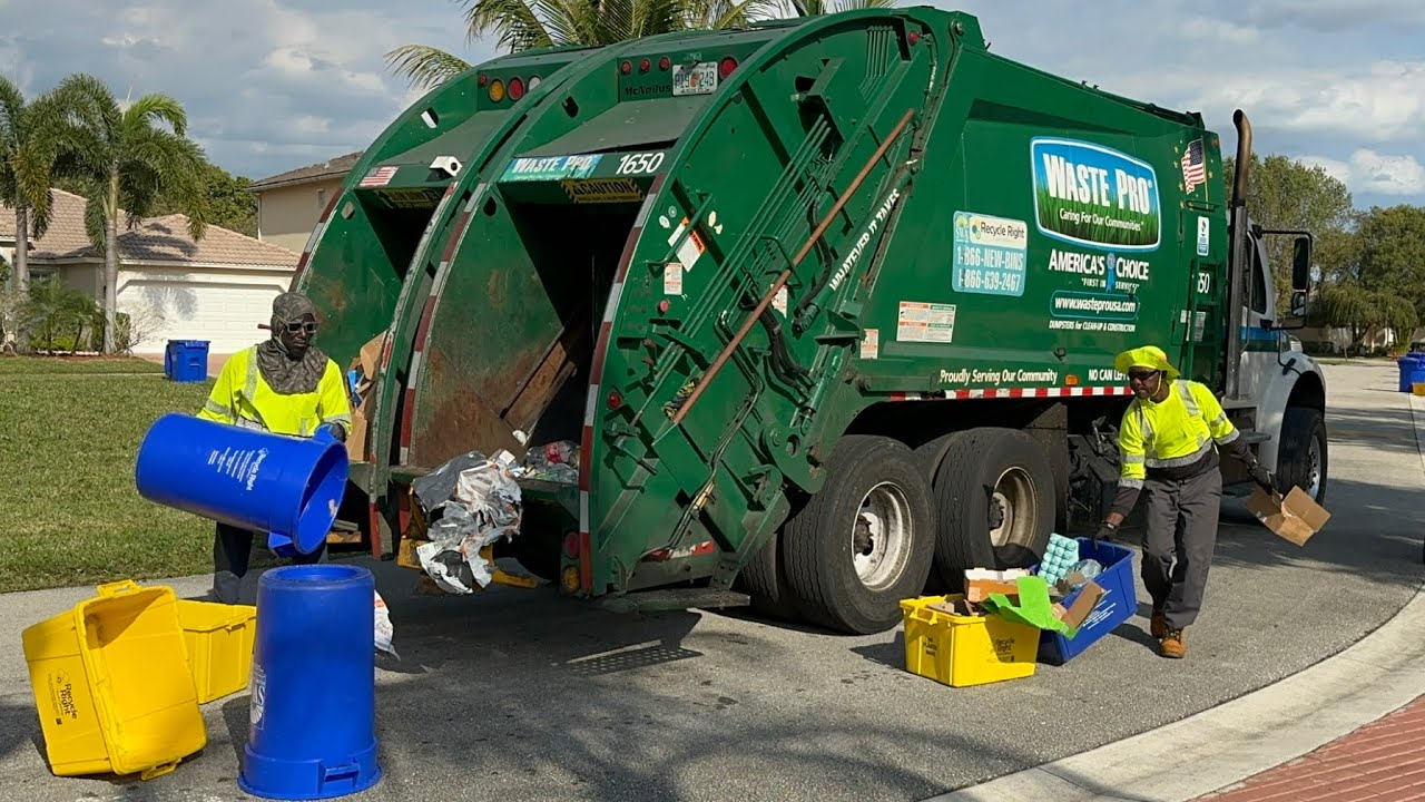 Waste Pro Freightliner M2 Split McNeilus Rear Loader Garbage Truck ...
