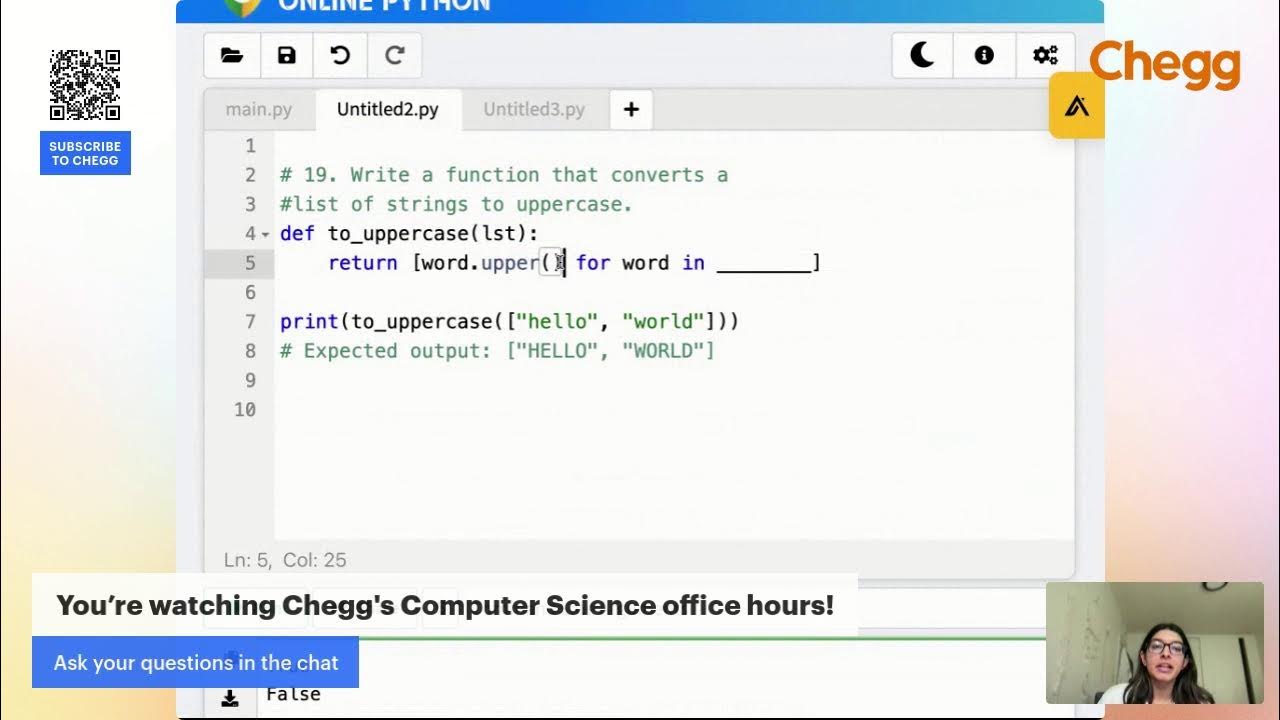 Chegg Intro to Comp Sci Office Hours - We're Live, Ask Away! - YouTube