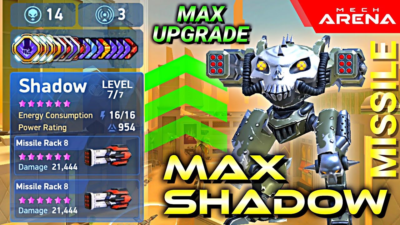 Max Upgrade - Shadow with Missile Rack 8 - Godlike - Mech Arena Robot ...