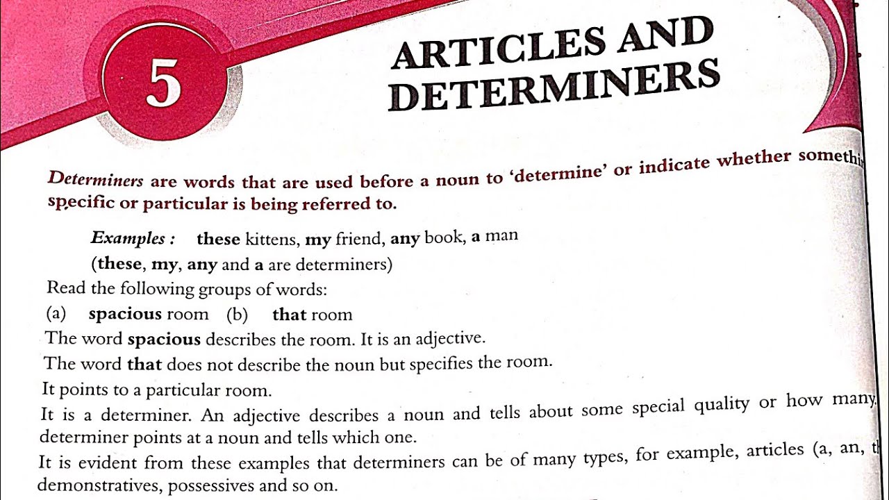 Articles and Determiners |Ch-5|Cordova Mastering Grammar |Class-7 - YouTube
