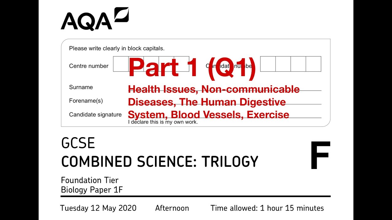 AQA GCSE Combined Science Foundation Biology Paper 1F June 2020 Part 1 ...