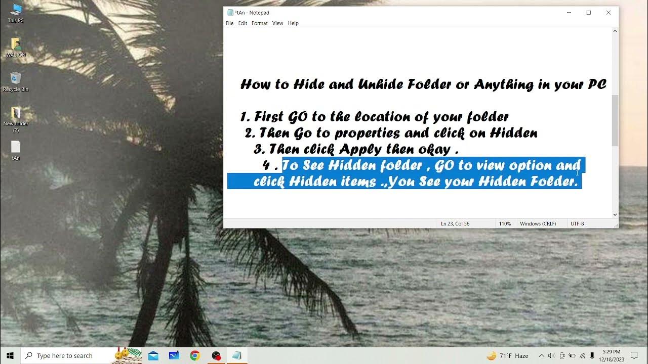 How to Hide and Unhide Folder or Anything in your PC - YouTube