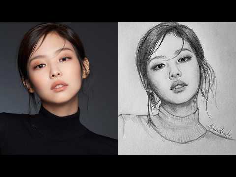 How to Draw BLACKPINK Jennie Step by Step | Drawing Tutorial using Loomis Method