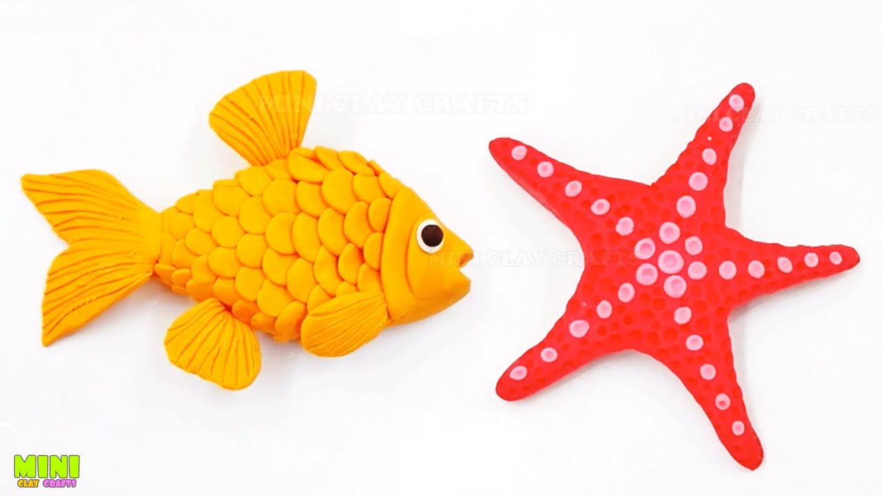 Polymer Clay Fish and Starfish | Cute Water Animals Tutorial - YouTube