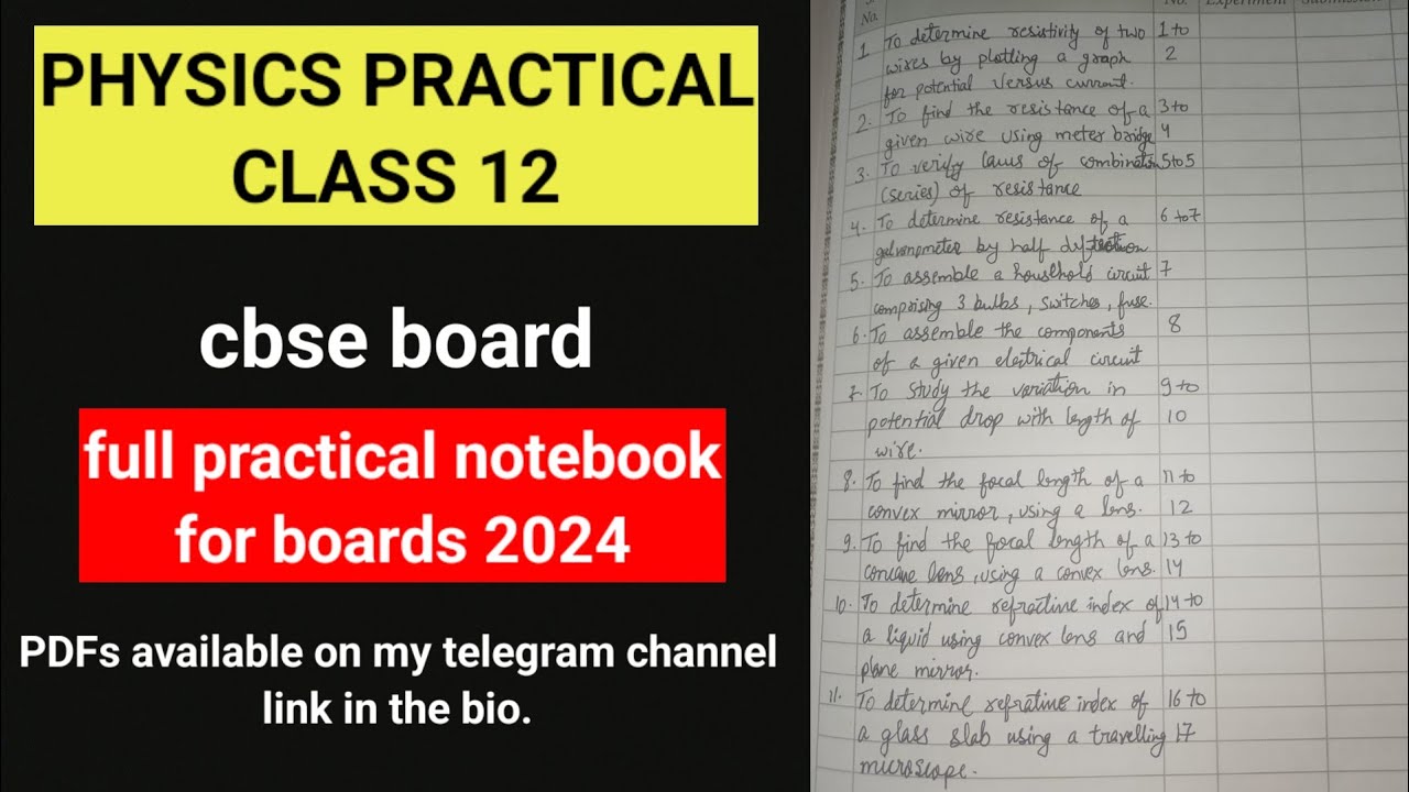 physics practical file for class 12 students | boards 2024 | PDFs ...